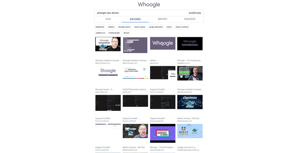 Whoogle, privacy respecting search on docker